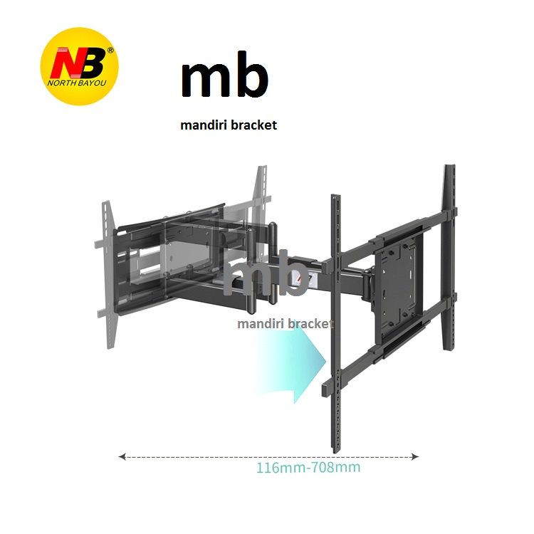 Jual North bayou NB SP5 75-110 Inch Full Motion Swivel Tilt TV Mount ...