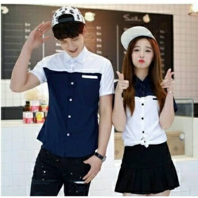 Jual 6x cp blue white (baju couple) | Shopee Indonesia