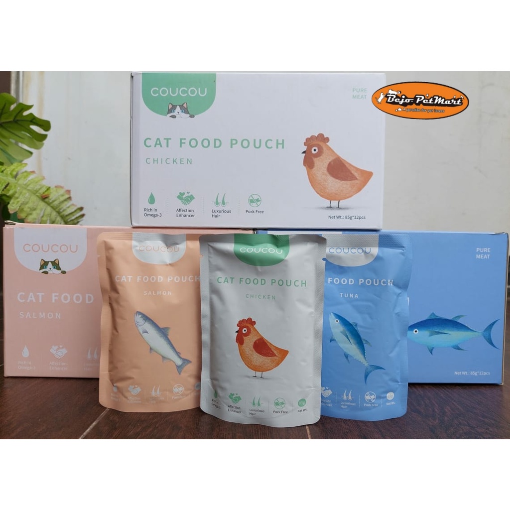 Jual COUCOU Wet Cat Food Pouch Box isi 12 pcs x 85g / All Life Stages ...