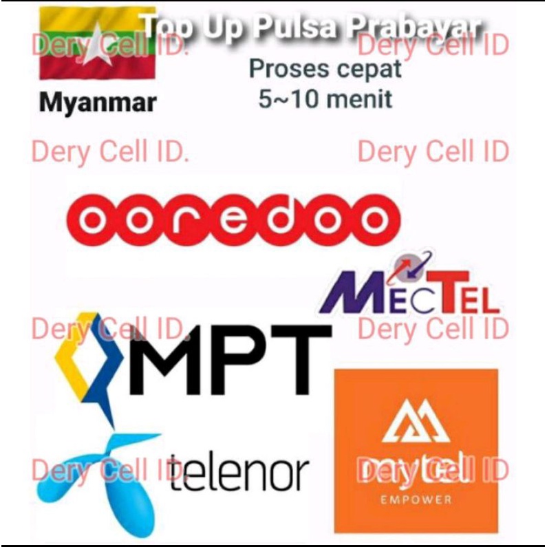 Jual Pulsa Ooredoo Mectel Mytell Mpt Telenor Myanmar Shopee Indonesia