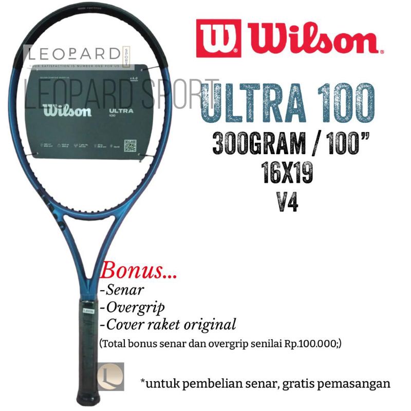 Jual Raket Tenis Wilson Ultra 100 V4 300g / Tennis Racket | Shopee ...
