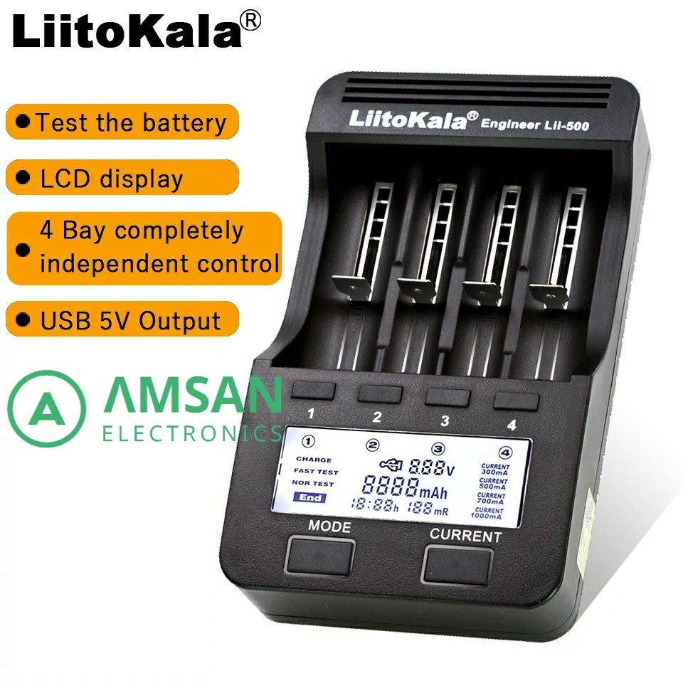 Jual Litokala lii 500 Liitokala Lii 500 Smart charger Universal Battery ...