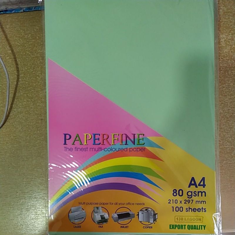 Jual Kertas Paperfine A4 80 Gram 100 Sheet - Kertas HVS Warna | Shopee ...