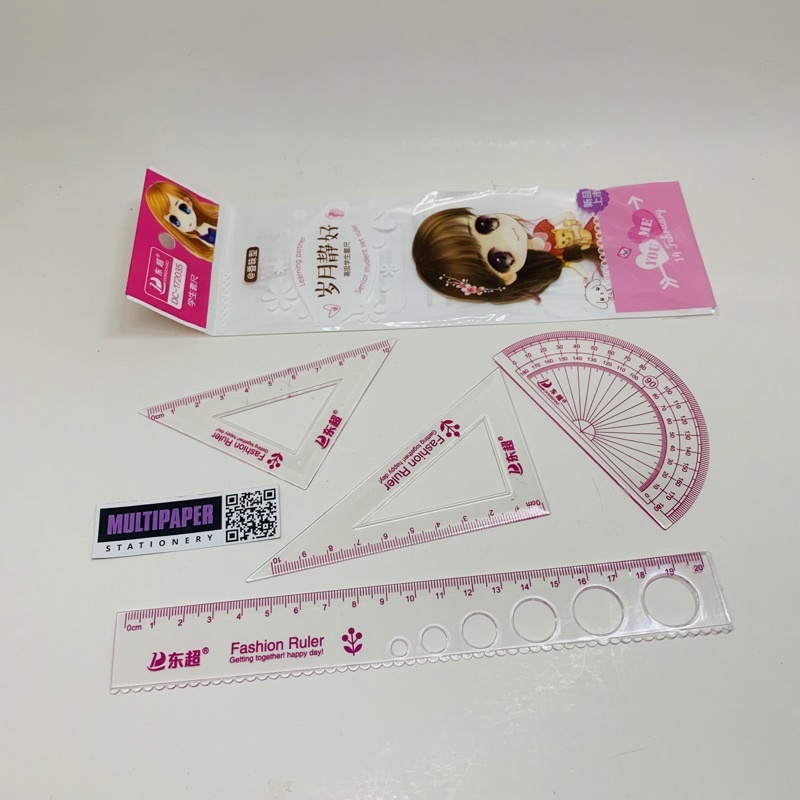 Jual Mistar Set Murah ( segitiga 2 , busur, mistar panjang ) | Shopee ...