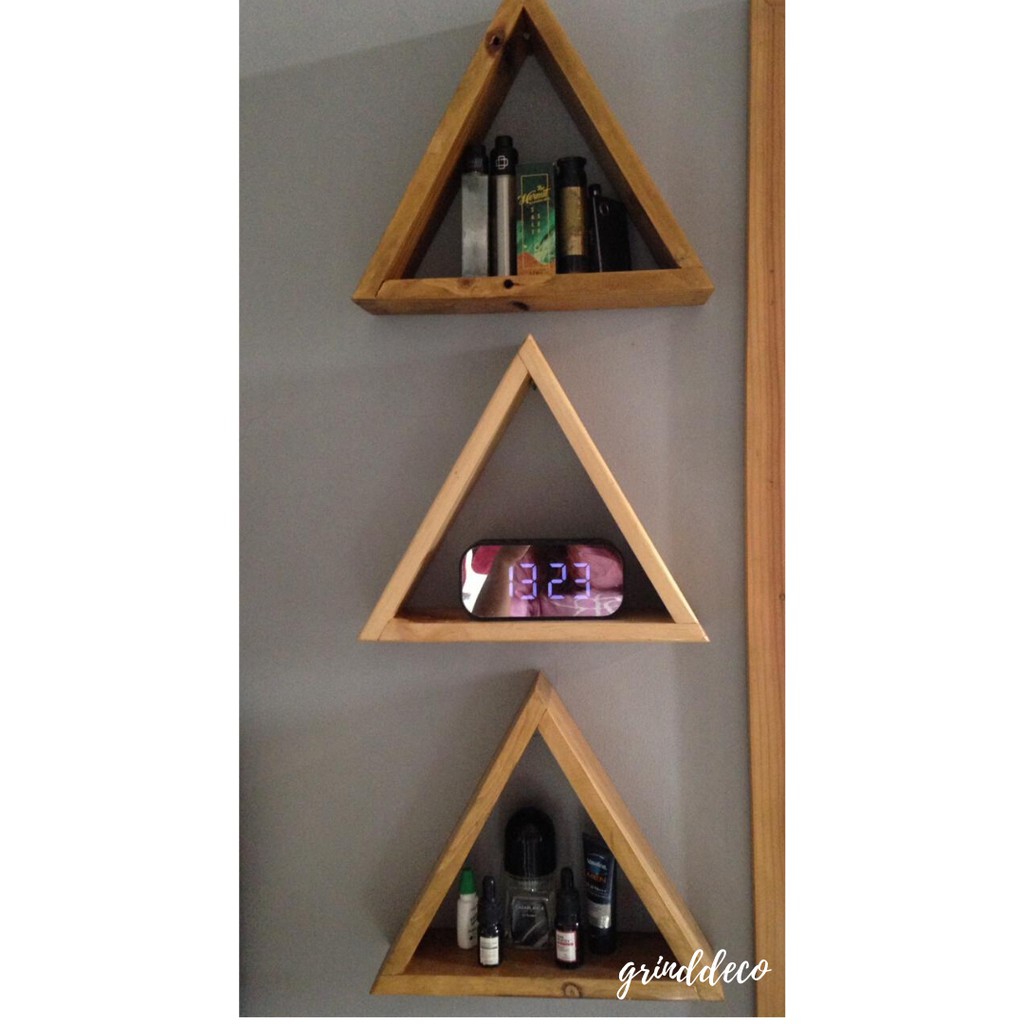 Jual Triangle Wooden Shelf (Rak dinding segitiga) | Shopee Indonesia