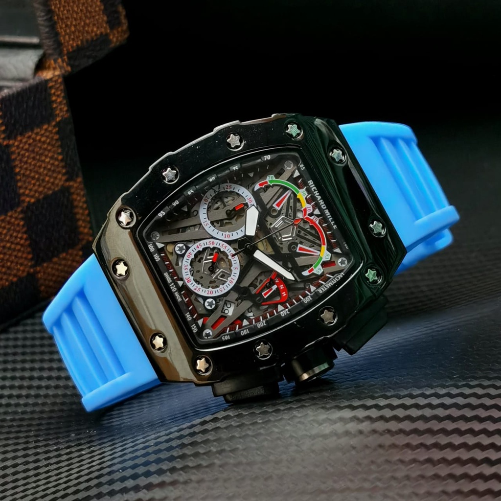 Jual Jam Tangan Cowok/Pria RM5005 Tali Rubber Chronograph Free Box ...