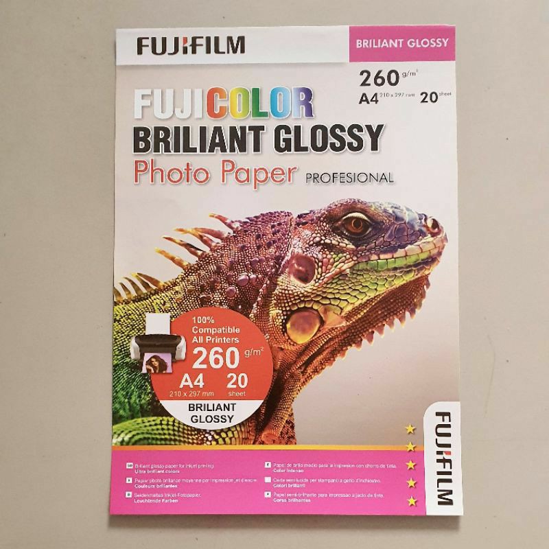 Jual Kertas Foto Glossy Fuji RC Glossy Fuji A4 water proof | Shopee ...
