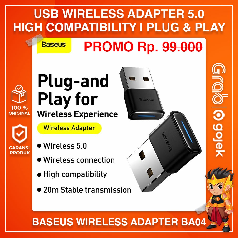 Jual BASEUS BA04 USB Wireless Adapter Bluetooth 5.0 Dongle Komputer ...