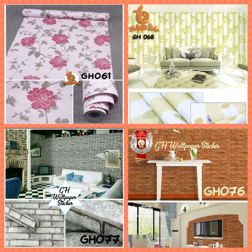 Jual Wallpaper Dinding 45cm X 8m Wall Stiker Motif Mawar Merah Gh061 ...