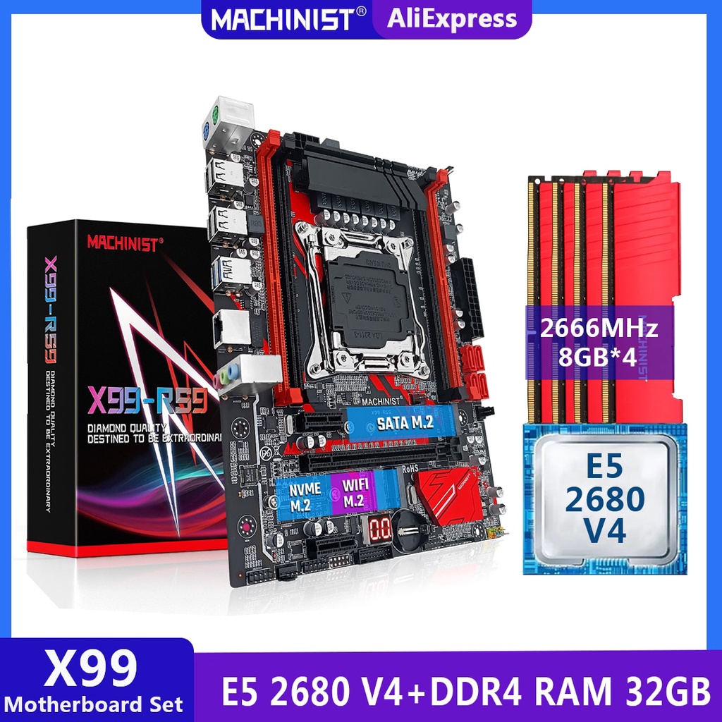 Jual Preorder Machinist X99 Motherboard Lga 2011 3 Set Kit With Xeon E5