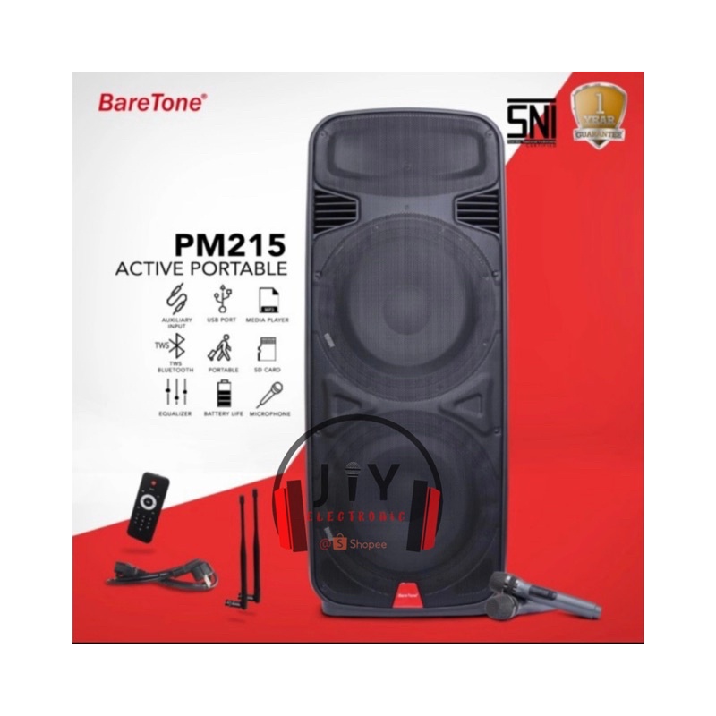 Jual Speaker Portable Wireless Baretone 15 inch x 2 PM215 PM 215 PM-215 1000 watt | Shopee Indonesia