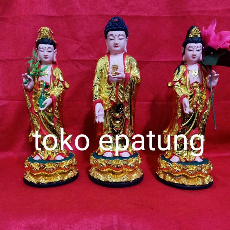 Jual patung buddha tri ratna / triratna / si fang sen - fiber - 12 inch ...