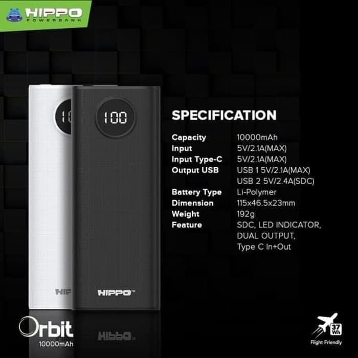 Jual Hippo Orbit Power Bank 10000 mAh Smart Detect Charging | Shopee ...