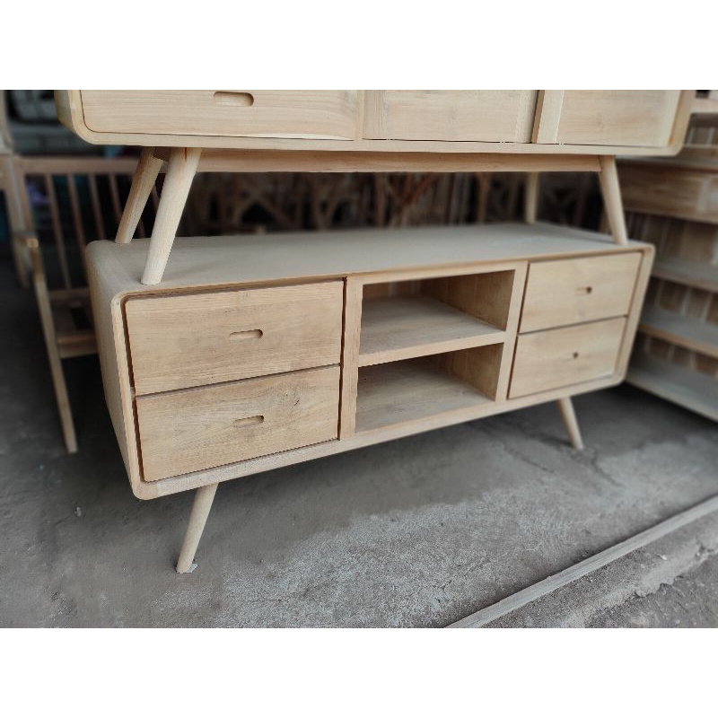 Jual Meja TV Jati Minimalis Unfurnished Mentahan | Shopee Indonesia