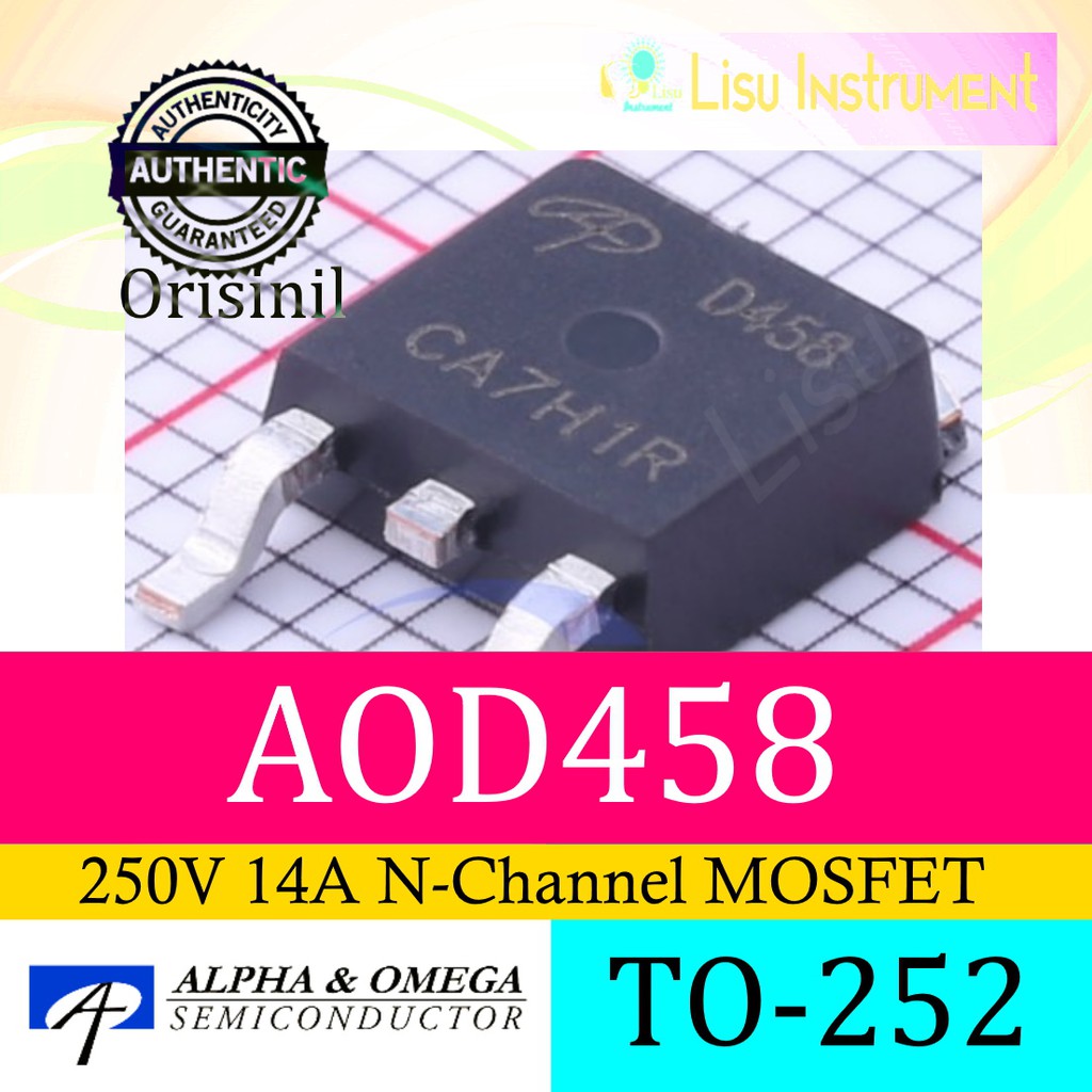 Jual ORIGINAL AOD458 D458 N-Channel MOSFET 250V 14A TO-252 DPAK Alpha & Omega Semiconductor ...