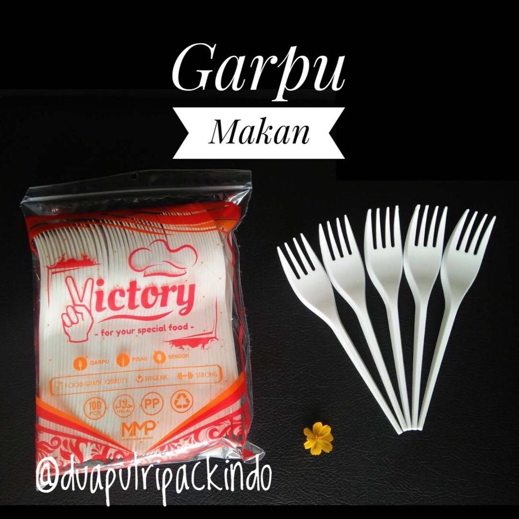 Jual Sendok Dan Garpu Makan Plastik VICTORY Putih (isi 100 pcs ...