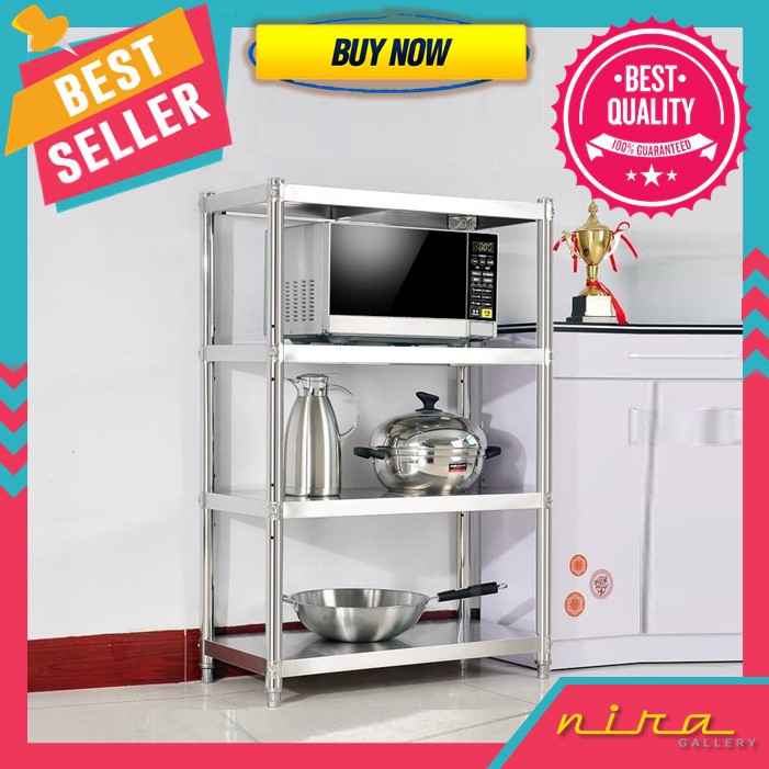 Jual Rak Dapur Portable Stainless Rak Serbaguna 4 Susun Meja Dapur Rak ...