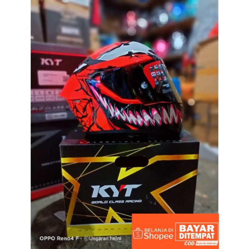 Jual HELM KYT TT COURSE MARVEL LIMITED EDITION CARNAGE DEADPOOL SPIDERMAN THOR DARK SMOKE FULL ...