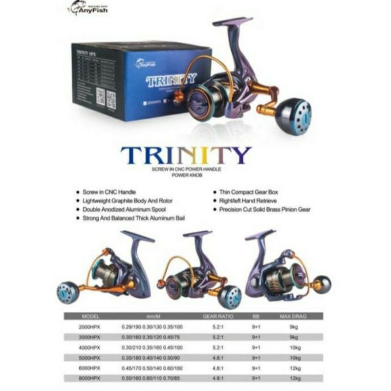 Jual Reel Anyfish Trinity 4000 HPX (Power Handle) | Shopee Indonesia