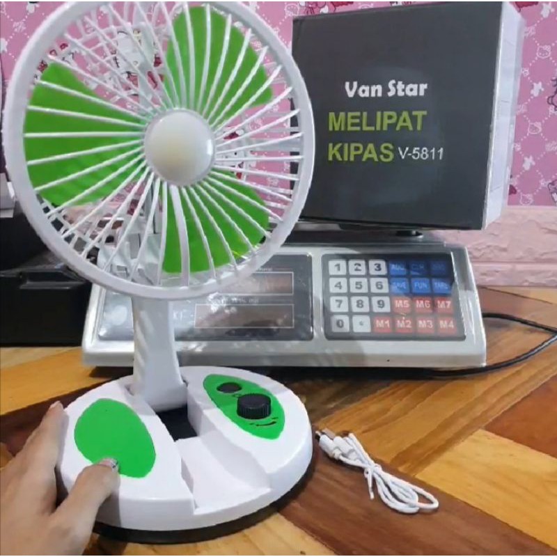 Jual Kipas Lipat Recharge + Emergency Lampu Led Putih (emergency fan ...