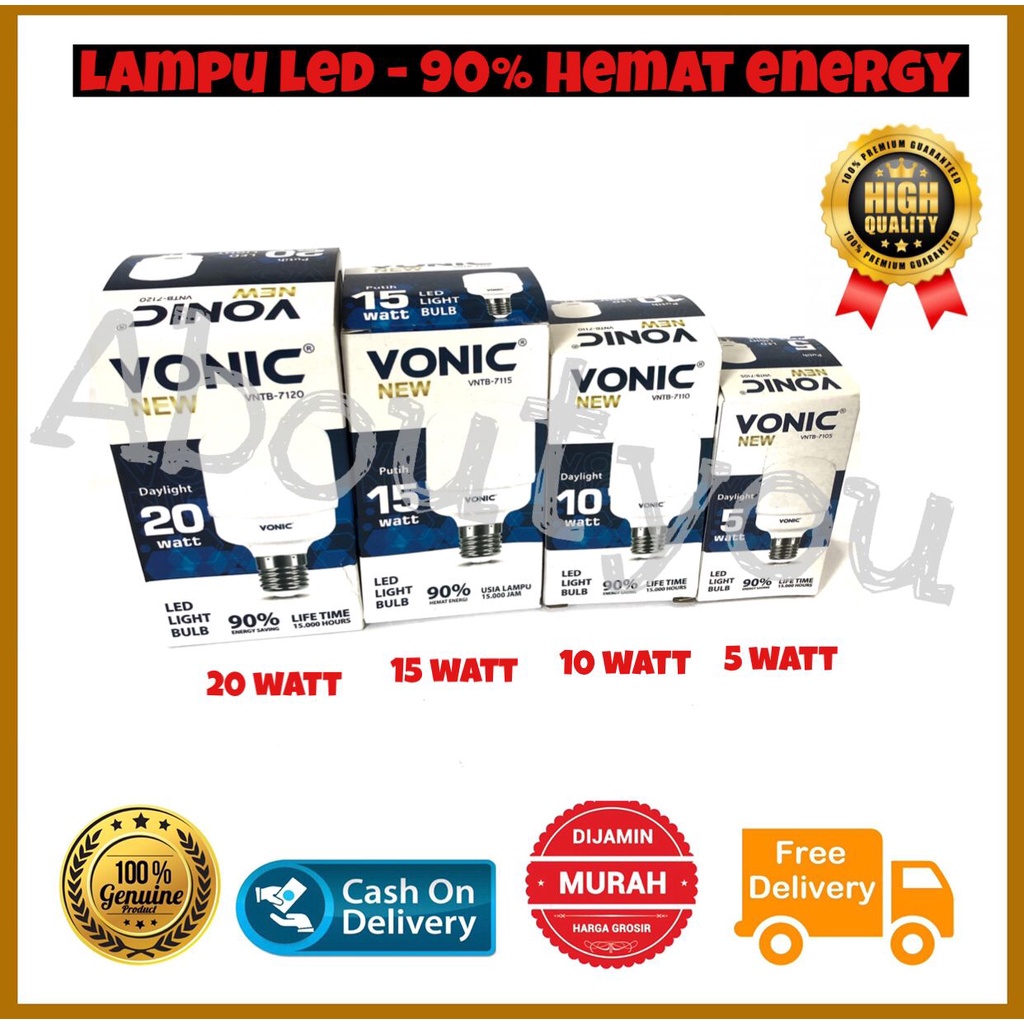 Jual PROMO Lampu LED Bohlam PUTIH 5 WATT / 10W / 15W / 20W murah Hemat Energi light bulb ...