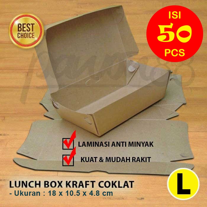 Jual Lunch Box Paper KRAFT COKLAT - L RAKIT - ( 50 Pcs ) | Shopee Indonesia