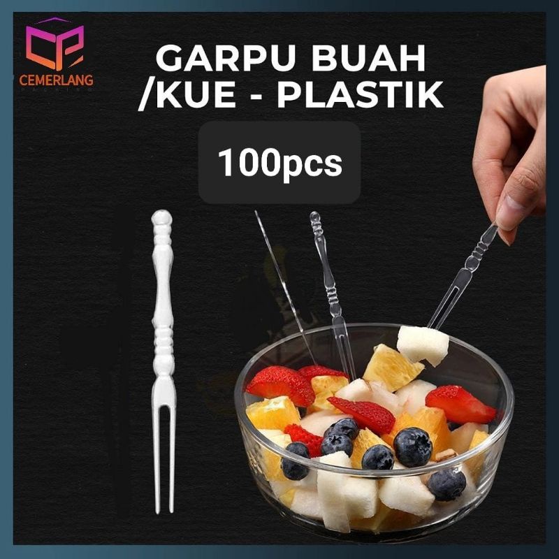 Jual Garpu Plastik Bening Kecil Tusuk Buah Kue Tart Puding Jelly ...
