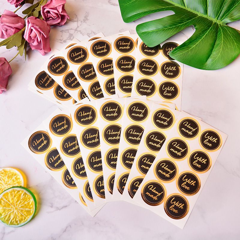 Jual STICKER LABEL BLACK GOLD HANDMADE WITH LOVE / THANKYOUS DOFF ...