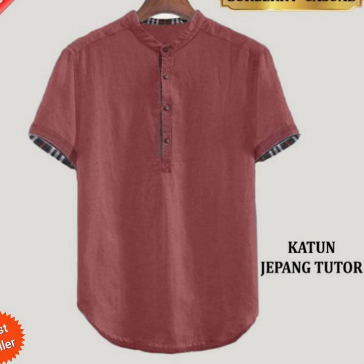 Jual qwp baju koko pria model terbaru motif lis/koko muslim katun ...