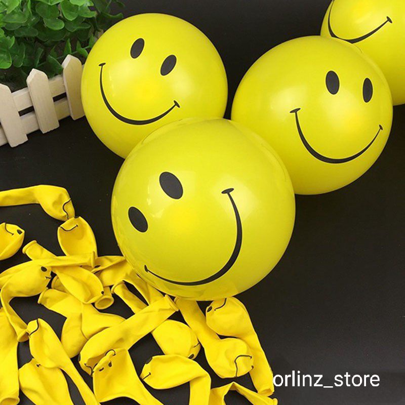 Jual (10PCS) BALON LATEX SMILE KUNING DAN WARNA WARNI | Shopee Indonesia