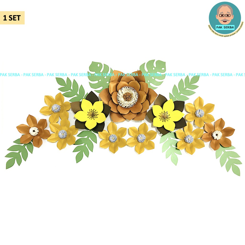 Jual Bunga Kertas Dekorasi / Paper Flower Backdrop Photobooth Gold ...