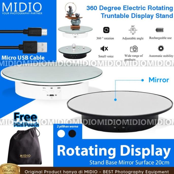Jual Midio Turntable Tempat Foto Produk Putar Stand Display Plus Kaca ...