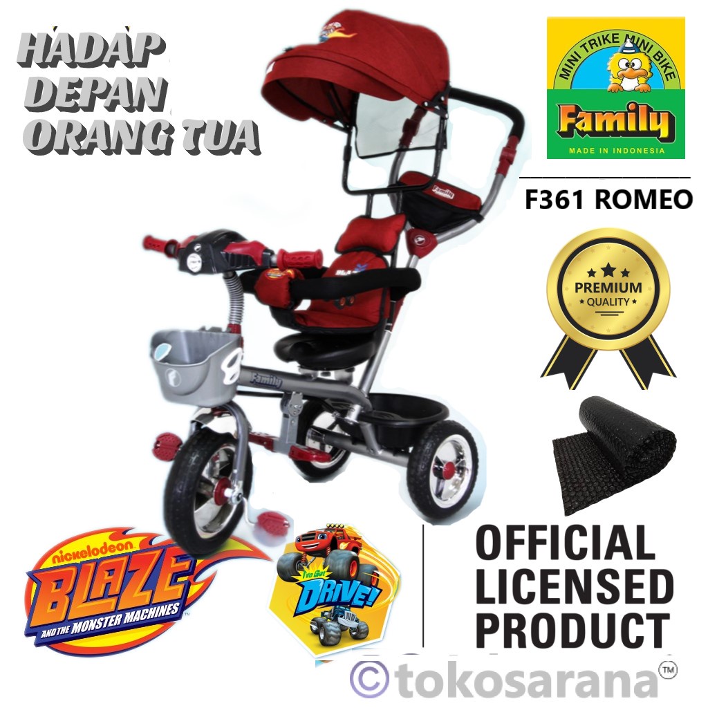 Jual Sepeda Roda Tiga Anak Family F361 Romeo Hadap Depan / Orang Tua ...