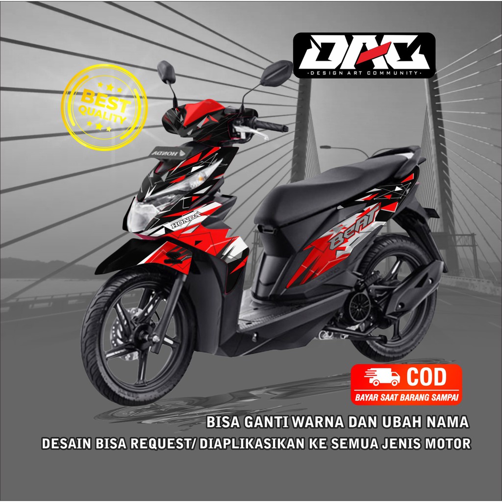 Jual Sticker decal full body Honda Beat Abstrax Hitam merah | Shopee ...