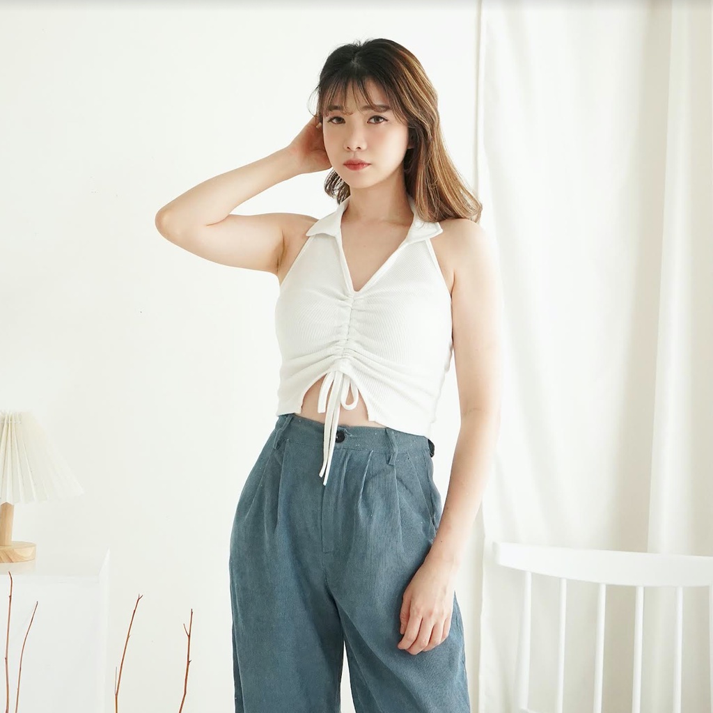 Jual Tank Top Wanita Crop Tee Tanktop Knit Cewek 119 | Shopee Indonesia