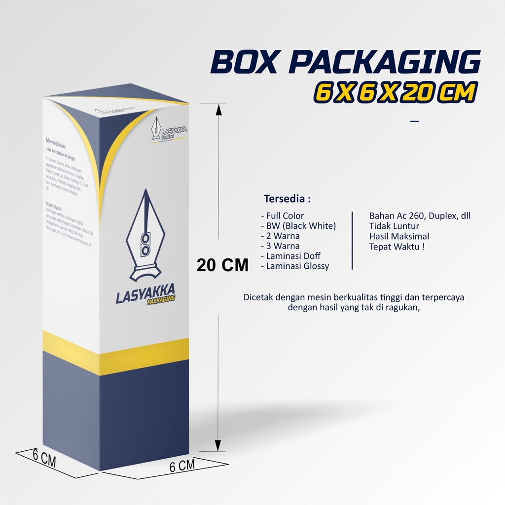 Jual box packaging custom ukuran 6 x 6 x 21 cm | Shopee Indonesia