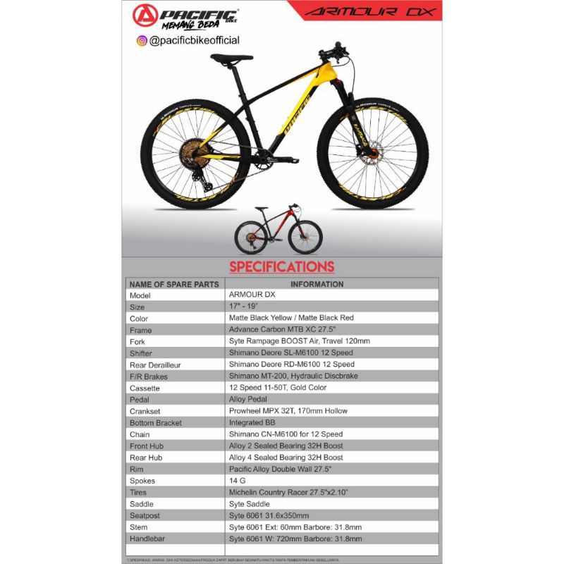 Jual MTB PACIFIC BIKE ARMOUR DX SEPEDA GUNUNG | Shopee Indonesia