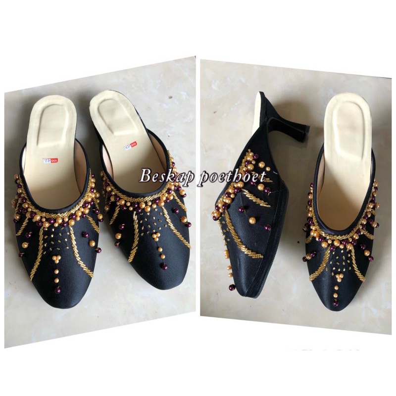 Jual Sandal sepatu selop Jawa pengantin hitam Payet emas gold pria dan ...