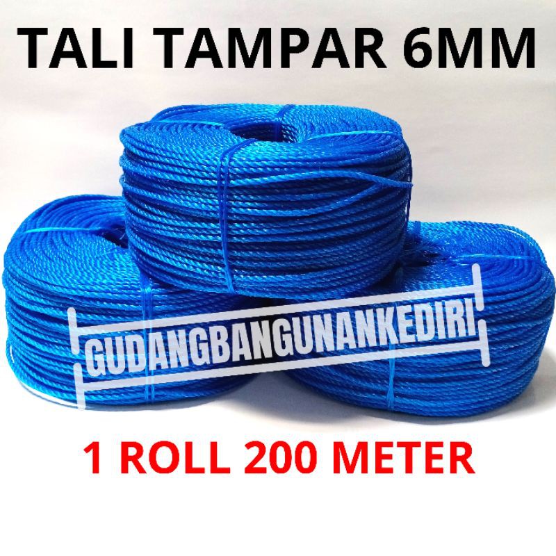 Jual [1 ROLL] Tali tambang 6 mm / tali tampar 6mm / tampar ikat barang 1 roll tali jemuran tali ...