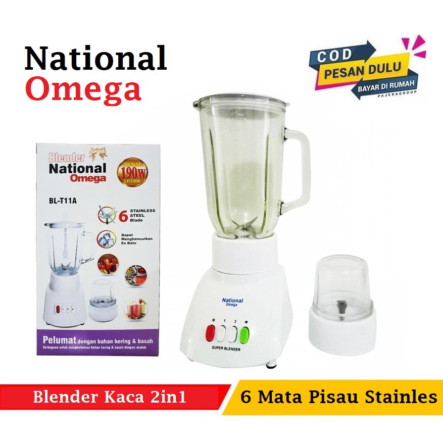 Jual Blender National Omega Bl-T11A 2In1 Nt Quality Blender Kaca 6 Mata Pisau | Shopee Indonesia