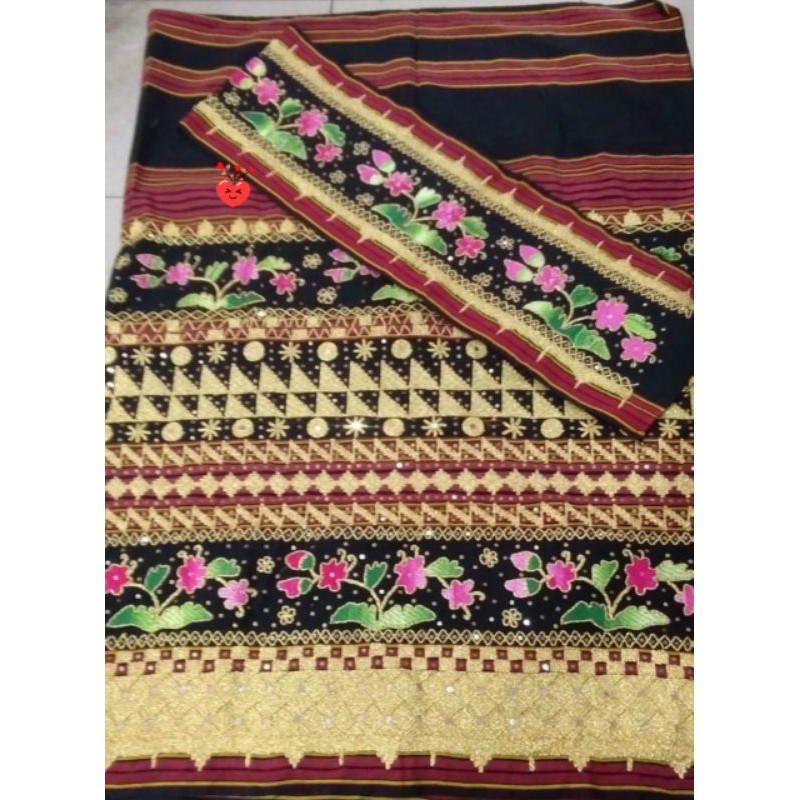 Jual tapis lampung kain selendang asli sulam tangan benang motif bunga ...
