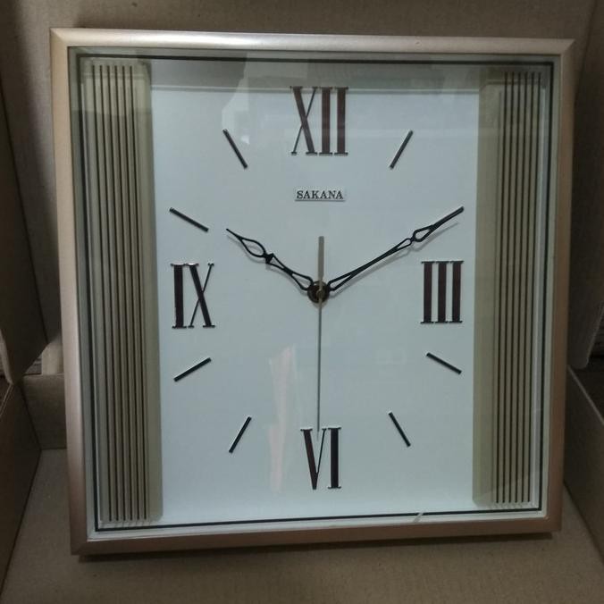 Jual Jam Dinding angka Romawi SAKANA 407 Desain kotak 30cm Free Batrei ...