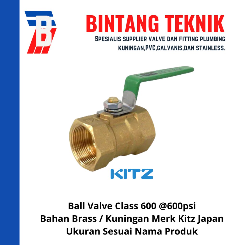 Jual Ball Valve 2" inch Kuningan Kitz Class #600 W.O.G | Shopee Indonesia