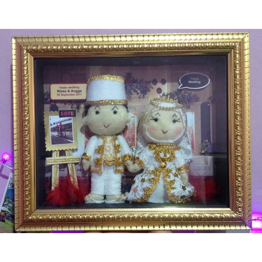 Jual hampers pernikahan wedding frame bingkai boneka flanel modern ...