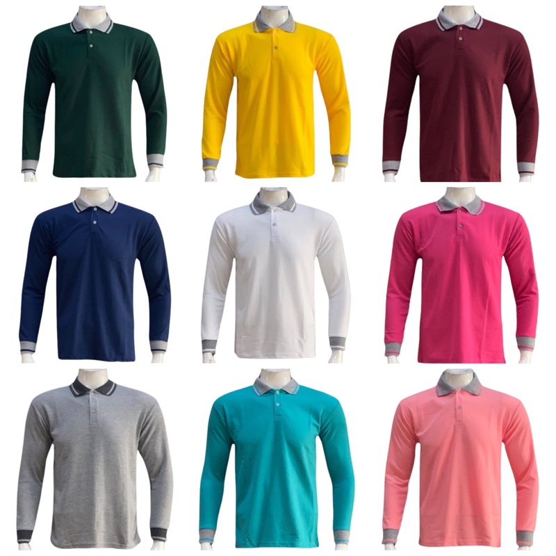 Jual kaos polo shirt panjang unisex Kerah Abu/kaus kerah/polo shirt ...