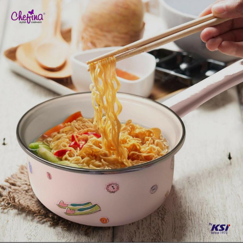Jual Panci Susu Enamel Chefina / Panci Susu Enamel / Sauce Pan | Shopee ...