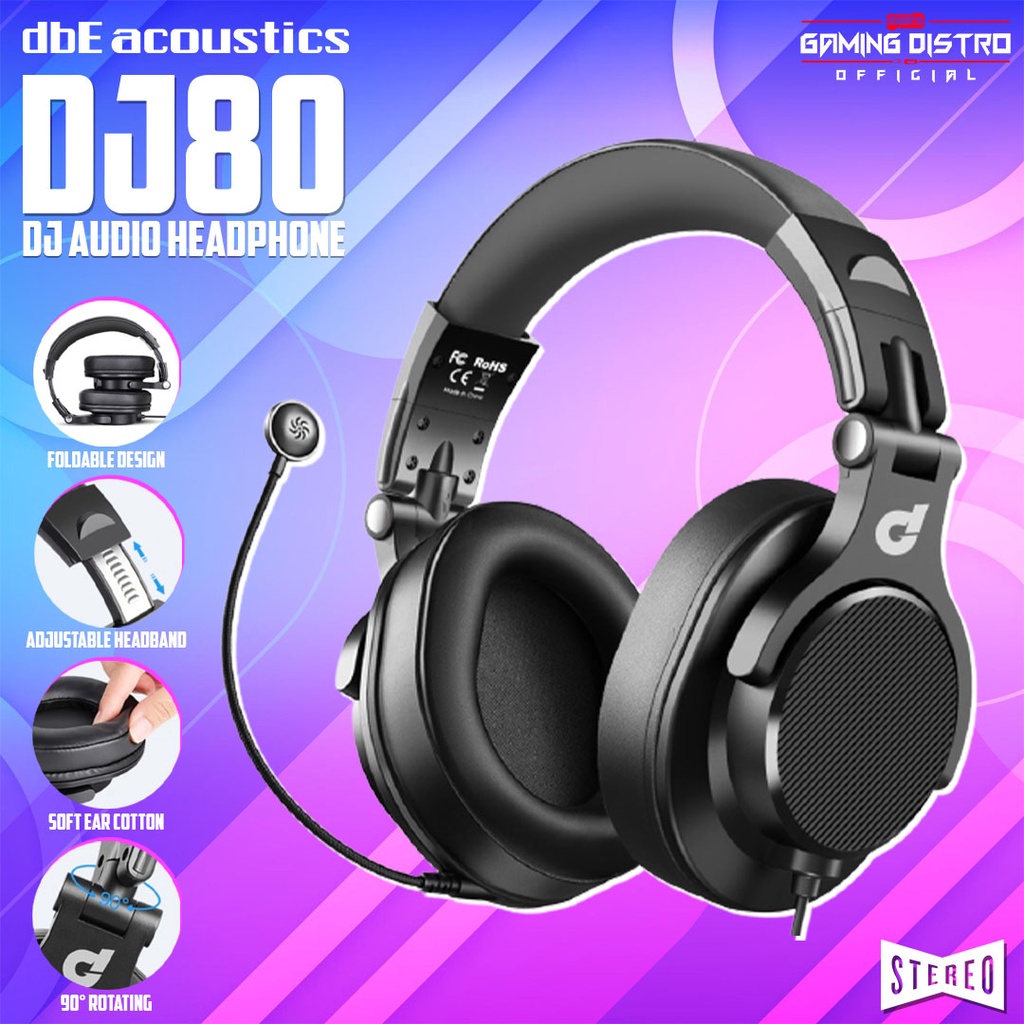 Jual dbE Acoustics DJ80 / DJ-80 Foldable Headset with Detachable ...
