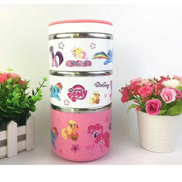 Jual RANTANG NASI 3SUSUN 3 LAYER LUNCH BOX MOTIF KARAKTER STAINLESS ...