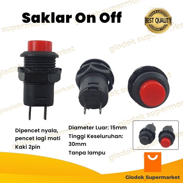 Jual Switch Push On Off Bulat Kecil 2 Pin Saklar 2pin Tombol 2 Kaki | Shopee Indonesia