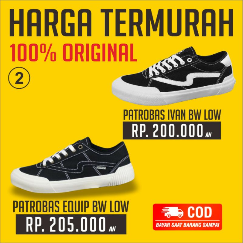 Jual Patrobas Ivan Low Black White Equip Low BLack White Original ...